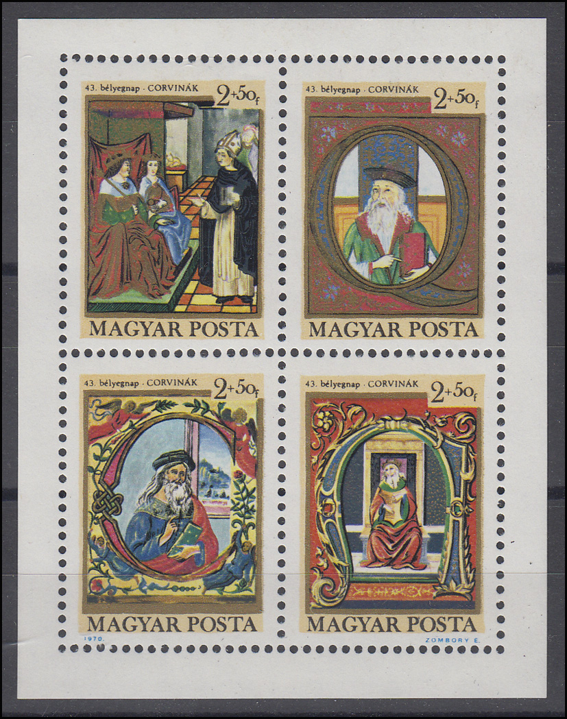 Ungarn: Tag der Briefmarke 1970 & Corvinak Das Buch, Kleinbogen gezähnt ...