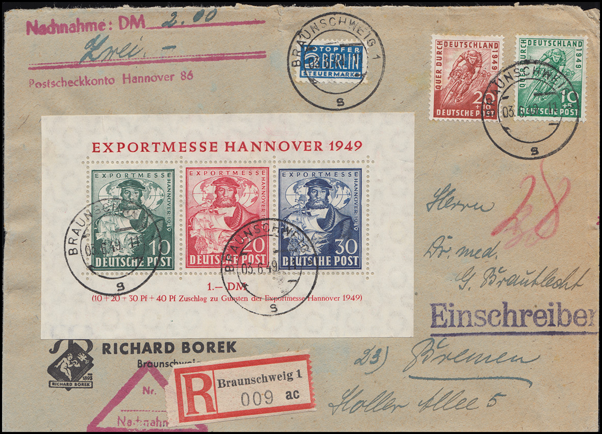 Block 1a Exportmesse Hannover + ZF portogerecht auf R-NN-Bf ...