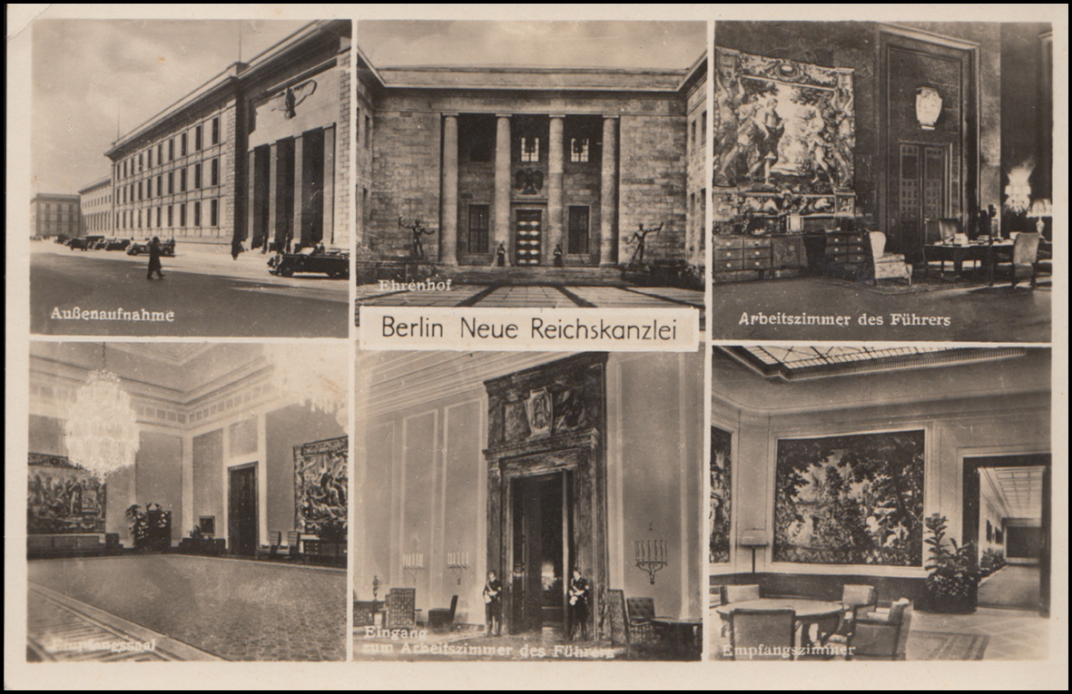 Ansichtskarte Berlin Neue Reichskanzlei mit 6 Bildern, 3.7.41 n ...