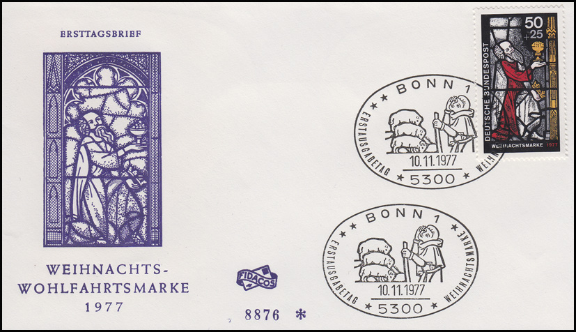 956 Natale re Caspar & vetri, marchio dal blocco 15 su FDC ESSt Bonn