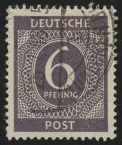 Alliierte Besetzung 916c Ziffer 6 Pf, grauviolett, O geprüft · PHILMASTER