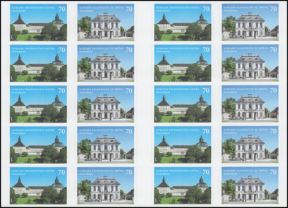 FB 77 Friedenstein und Falkenlust, Folienblatt mit 10x3388-3389 ...