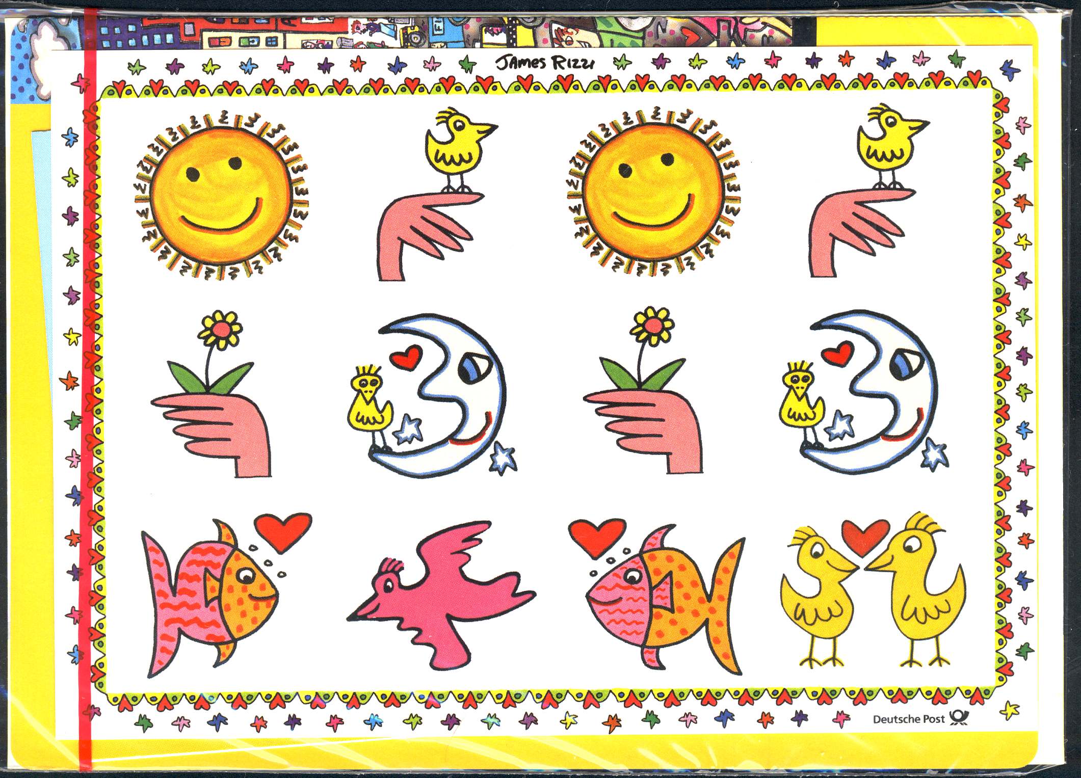 73a B MH Post/Europa, Blister mit James-Rizzi-Aufkleber, ** · PHILMASTER