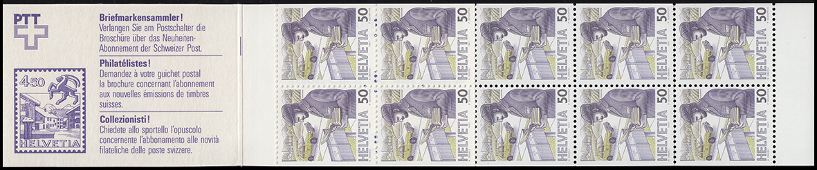 Schweiz Markenheftchen 0-84, Postbeförderung: Der Postbote 1988 ...