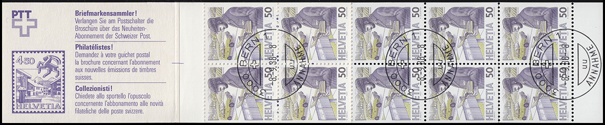 Schweiz Markenheftchen 0-84, Postbeförderung: Der Postbote 1988, ET-O ...